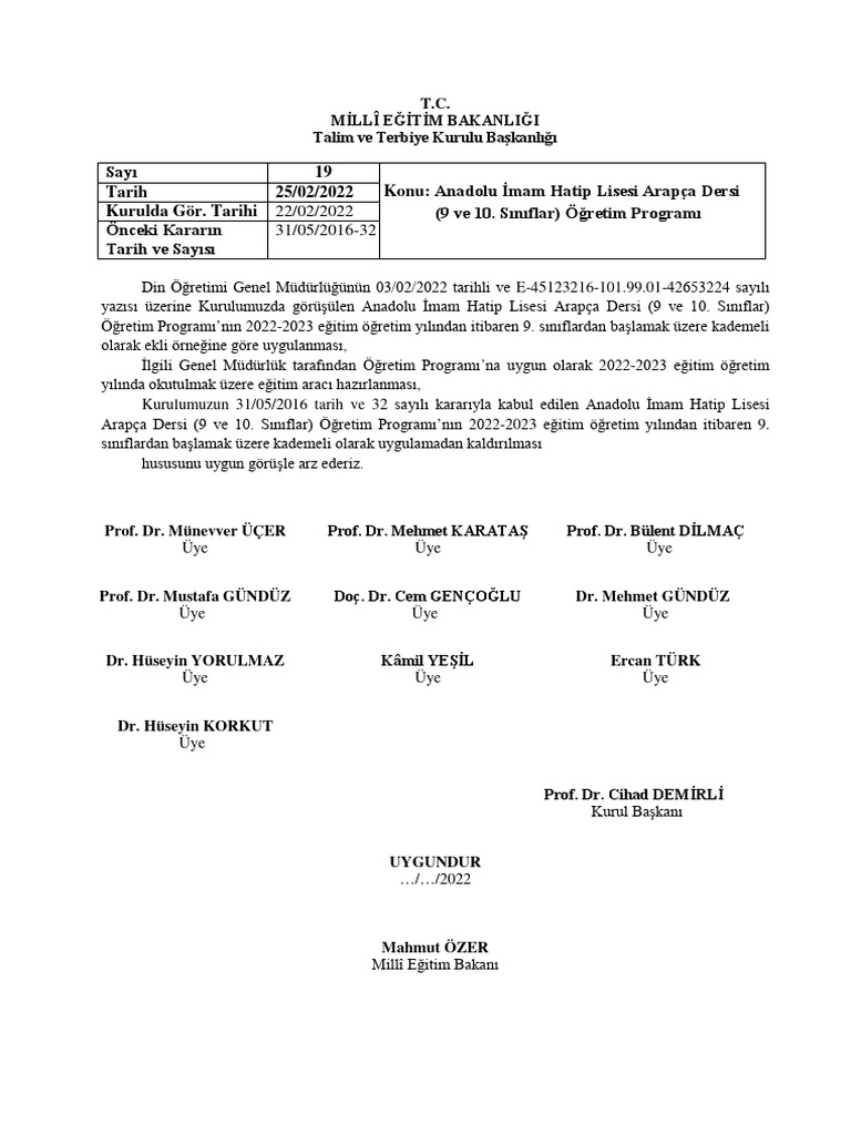 AYHL Arapca DOP 9 10. SYnYf 2022-19 | PDF