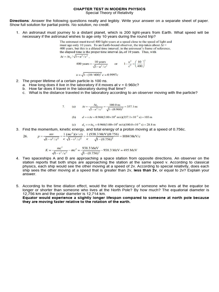 Modern Physics Exam: Relativity & Teaching | PDF | Methodology | Physics