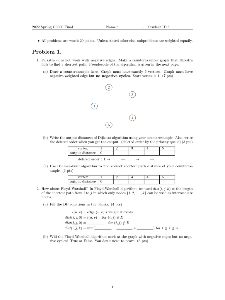 2022 Spring CS300 Final | PDF | Computer Science | Computational Problems