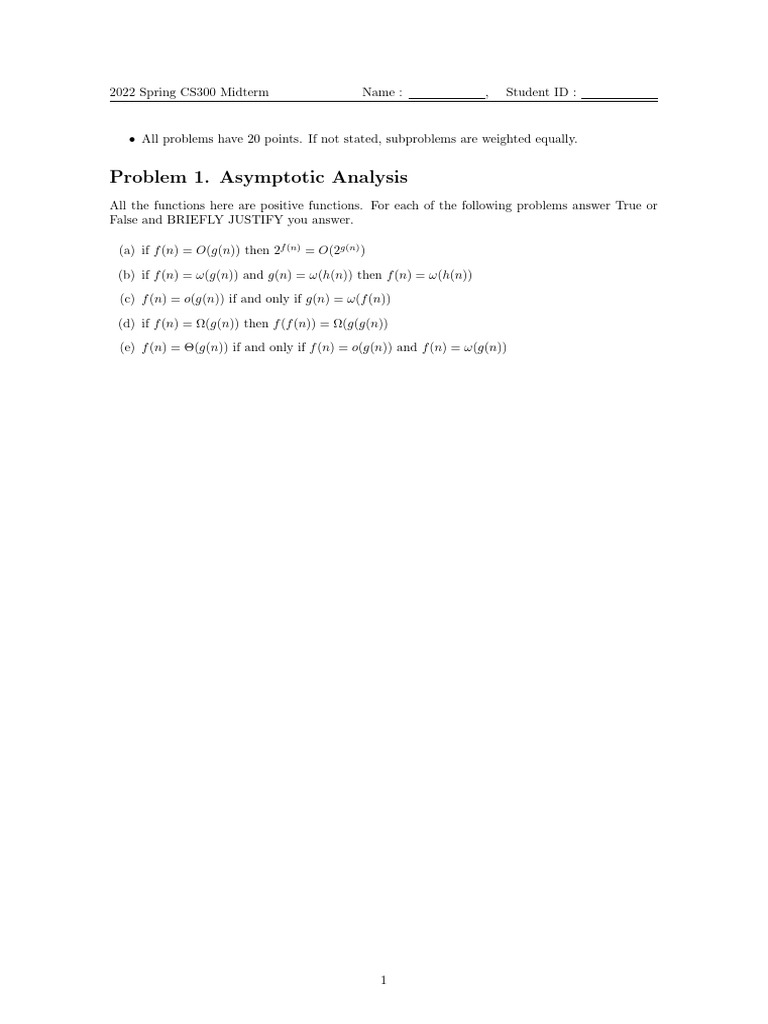 2022 Spring CS300 Midterm | PDF | Theoretical Computer Science | Mathematical Relations