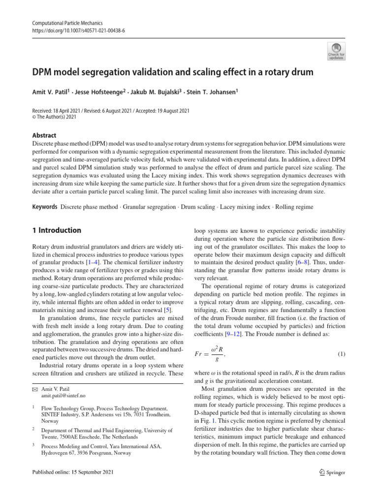 DPM Model Validation in Rotary Drums | PDF | Force | Friction