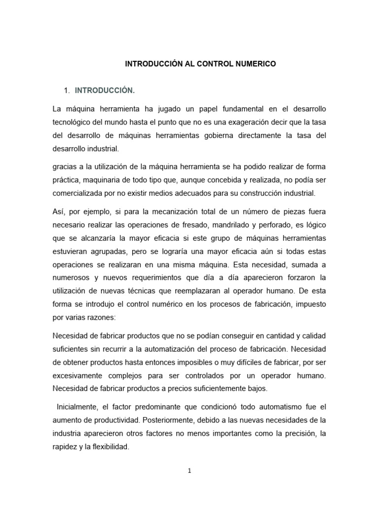 Introducción al Control Numérico y CAD/CAM | PDF | Control numerico ...