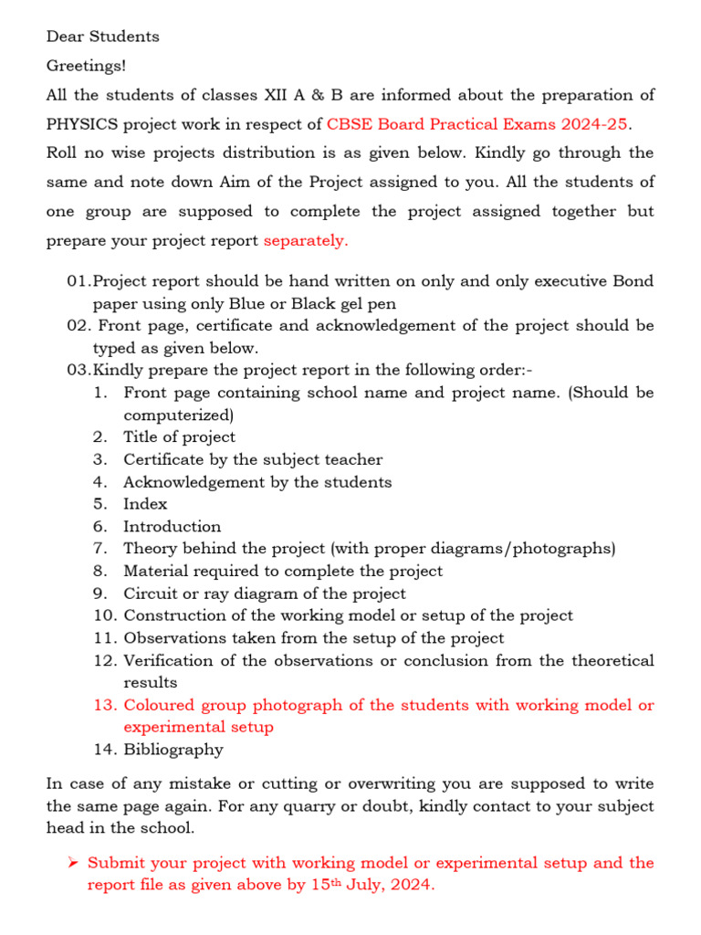 Project Assigned 24-25 | PDF | Physics | Optics