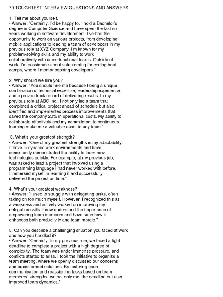 Situation Based Interview Questions | PDF | Mentorship | Goal