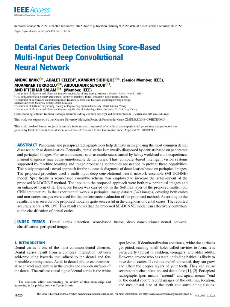 Dental Caries Detection Using Score Based Multi In Pdf Artificial Neural Network Deep Learning