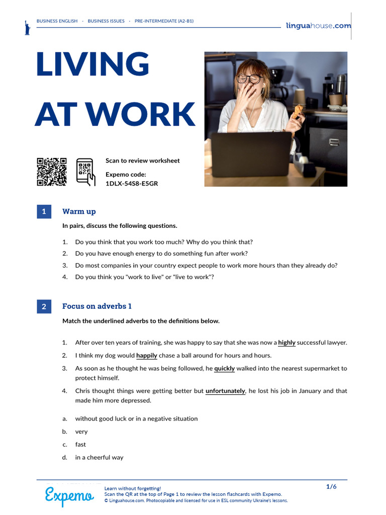 living-at-work-american-english-student | PDF | Stress (Biology) | Occupational Stress