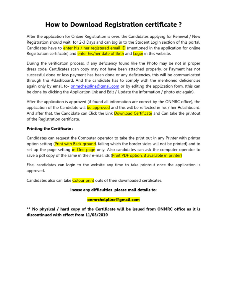How To Download Registration Certificate | PDF