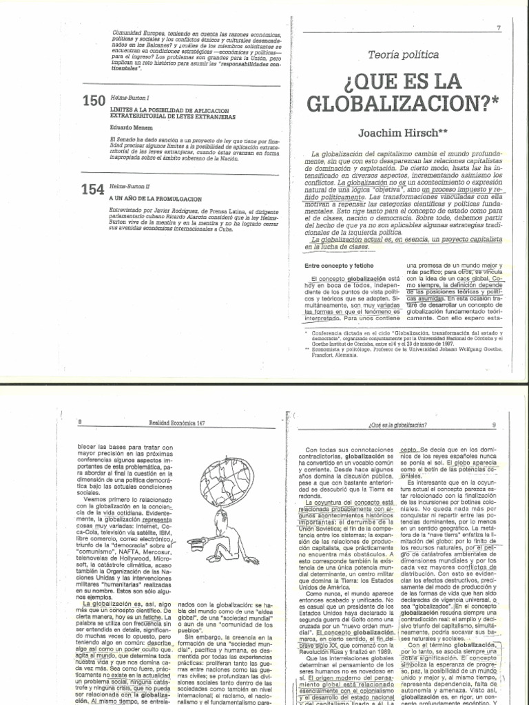 HIRSCH. QUE ES LA GLOBALIZACION. ూ ూㄻᝯ礉蠂150-2 | PDF