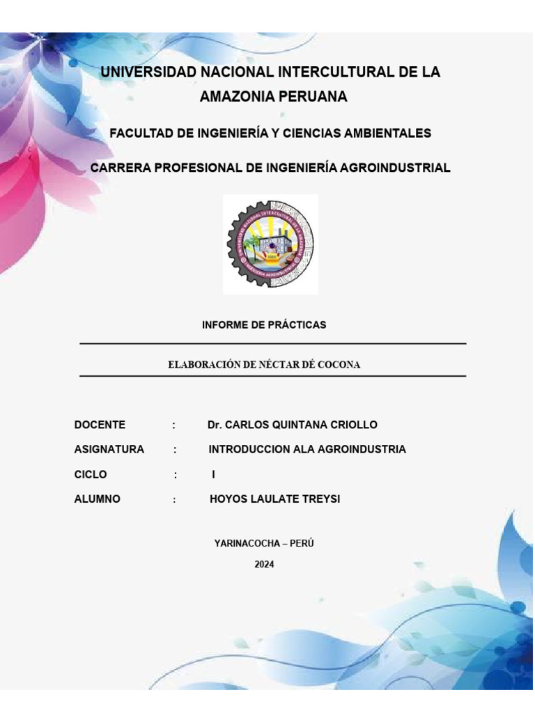 Elaboración Del Nectar de Cocona TREYSI | PDF | Fruta | Perú