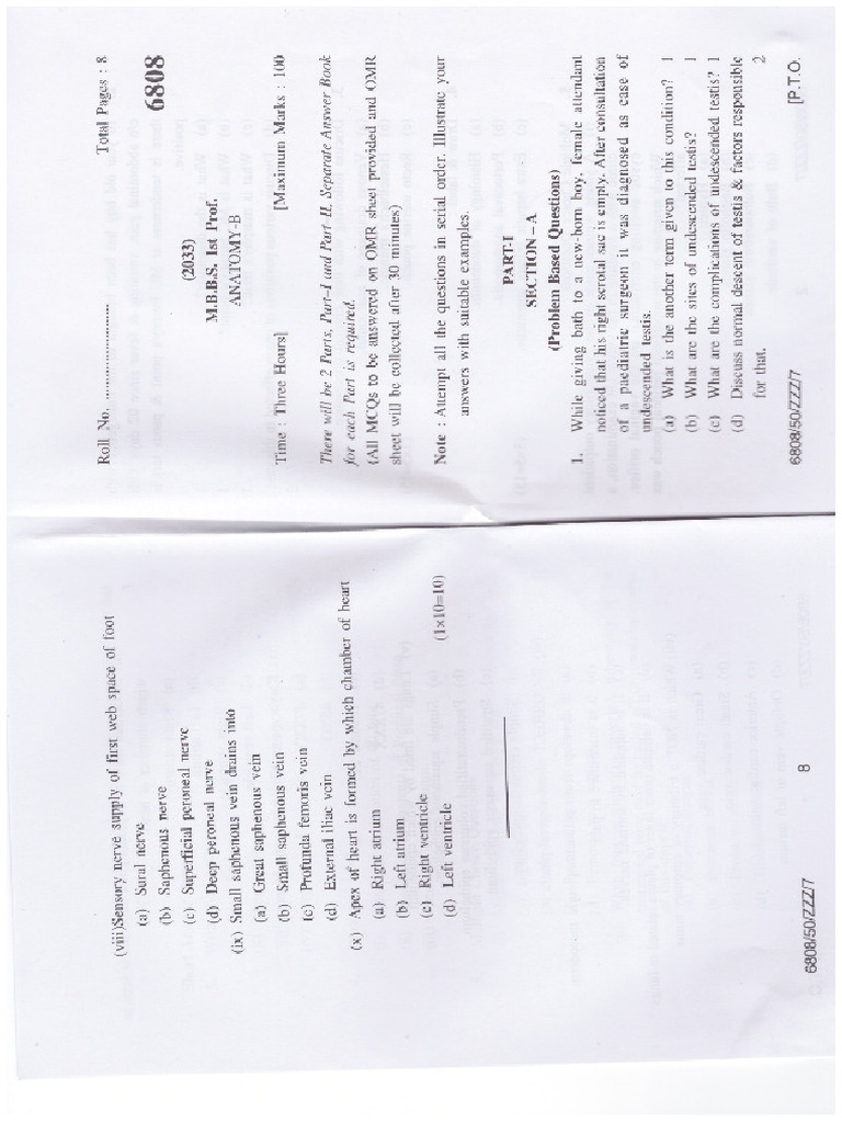 2022 Anatomy Paper | PDF