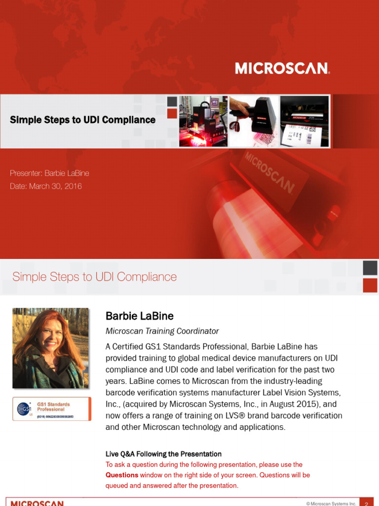 2016 03 - Simple Steps To UDI Compliance - Webinar - External | PDF ...