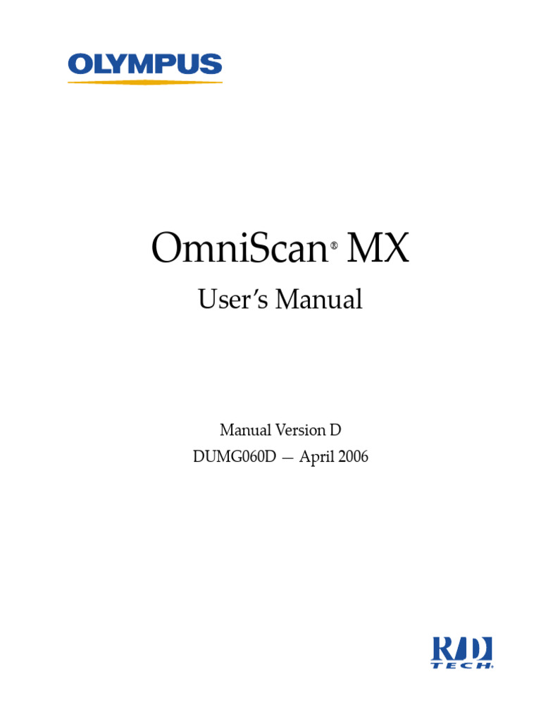Dumg060d Omniscan MX (En) | PDF | Electrostatic Discharge | Menu (Computing)