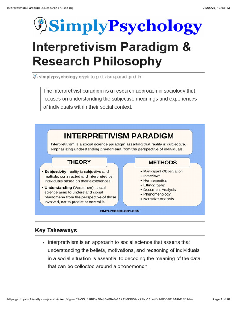 Interpretivism Paradigm & Research Philosophy | PDF | Methodology ...