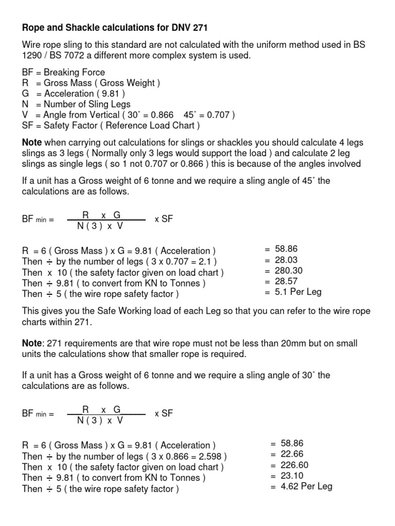 DNV 271 Rope & Shackle Calculations | PDF | Rope