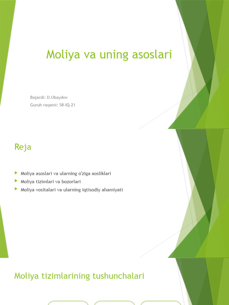 Moliya Va Uning Asoslari | PDF
