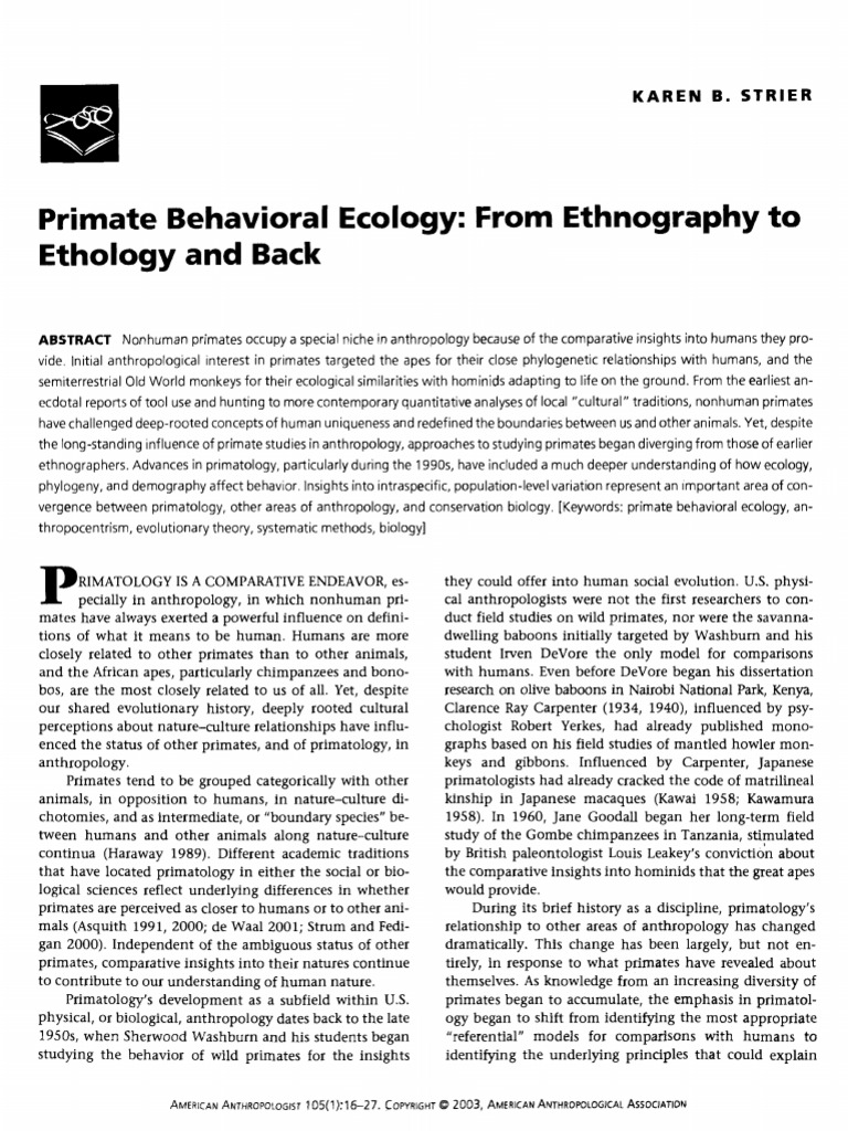 Strier 2005 | PDF | Anthropology | Ecology