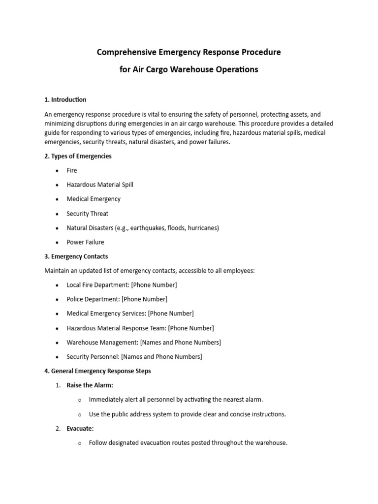 Comprehensive Emergency Response Procedure For Air Cargo Warehouses ...