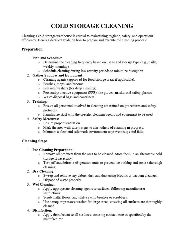 COLD STORAGE CLEANING | Download Free PDF | Housekeeping