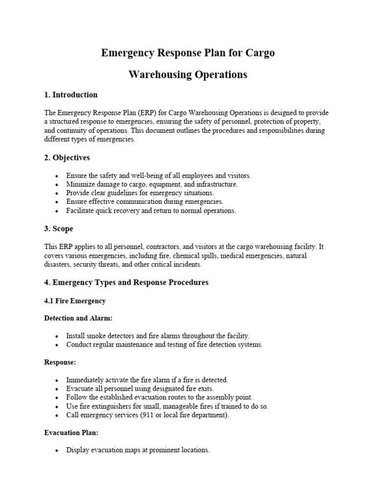Emergency Response Plan for Cargo Warehouse Ops | PDF | Emergency ...