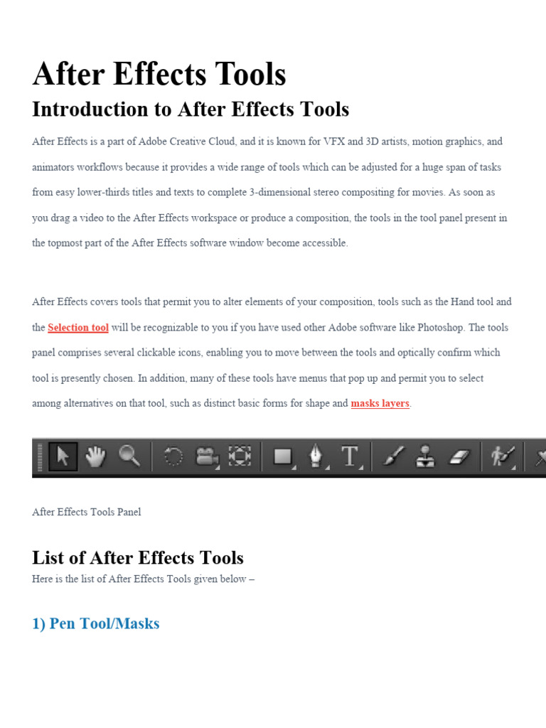 After Effects Tools | PDF | Adobe Photoshop | Computing