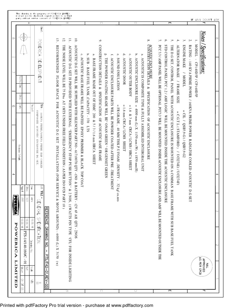 GA Drawing For 140 - 160 kVA | PDF | Manufactured Goods