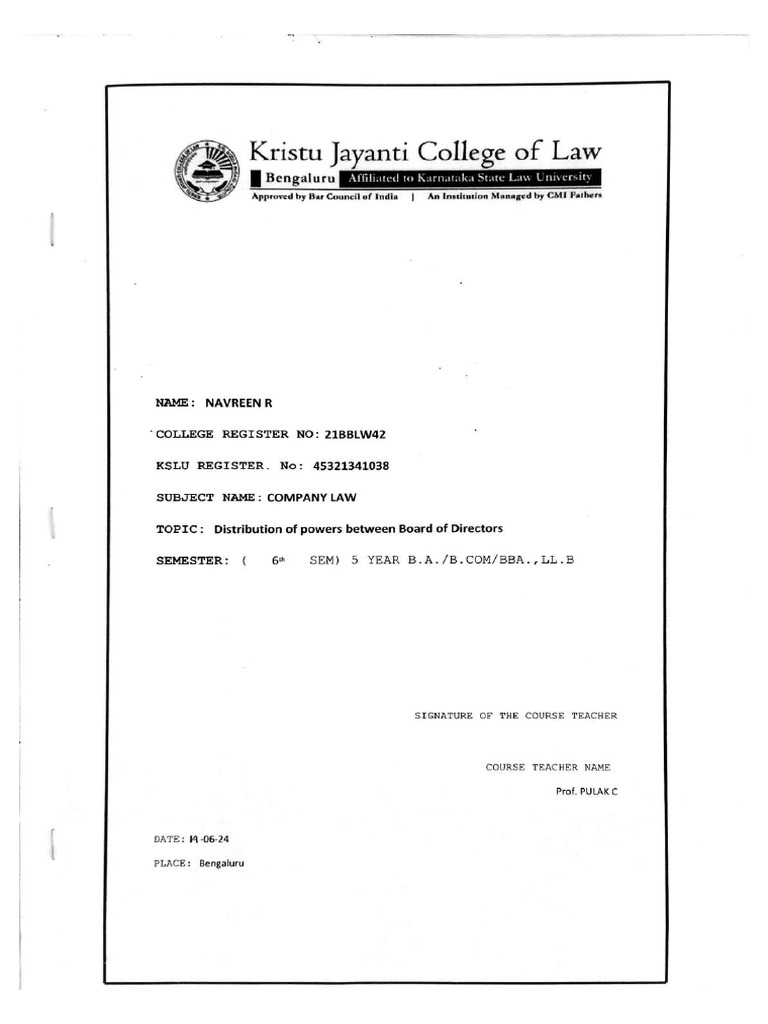 Distribution Of Power Among Board Of Directors Pdf