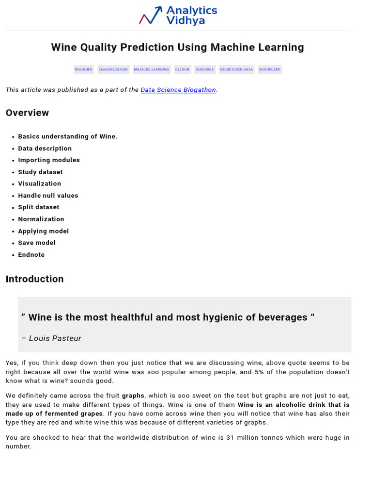 Wine Quality Prediction Using Machine Learning | PDF | Wine | Mean Squared Error