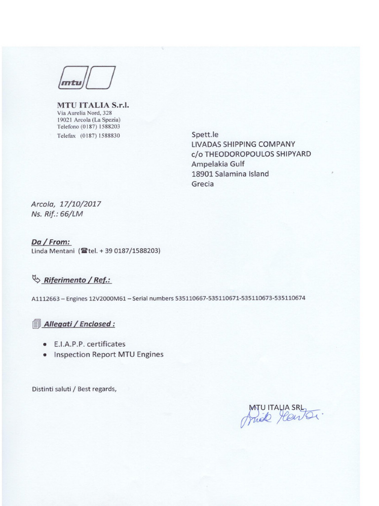 MTU Inspection Report | PDF
