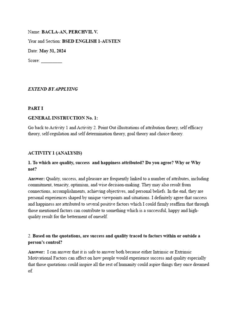 BACLA-AN, PERCHVIL V. (New Prof Ed 2 Activity) | PDF | Motivation ...