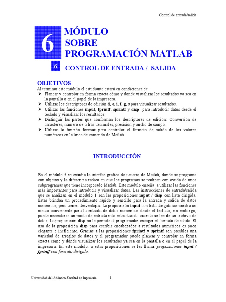 Modulo 6 Sobre Programación Matlab | PDF | Pi | Decimal