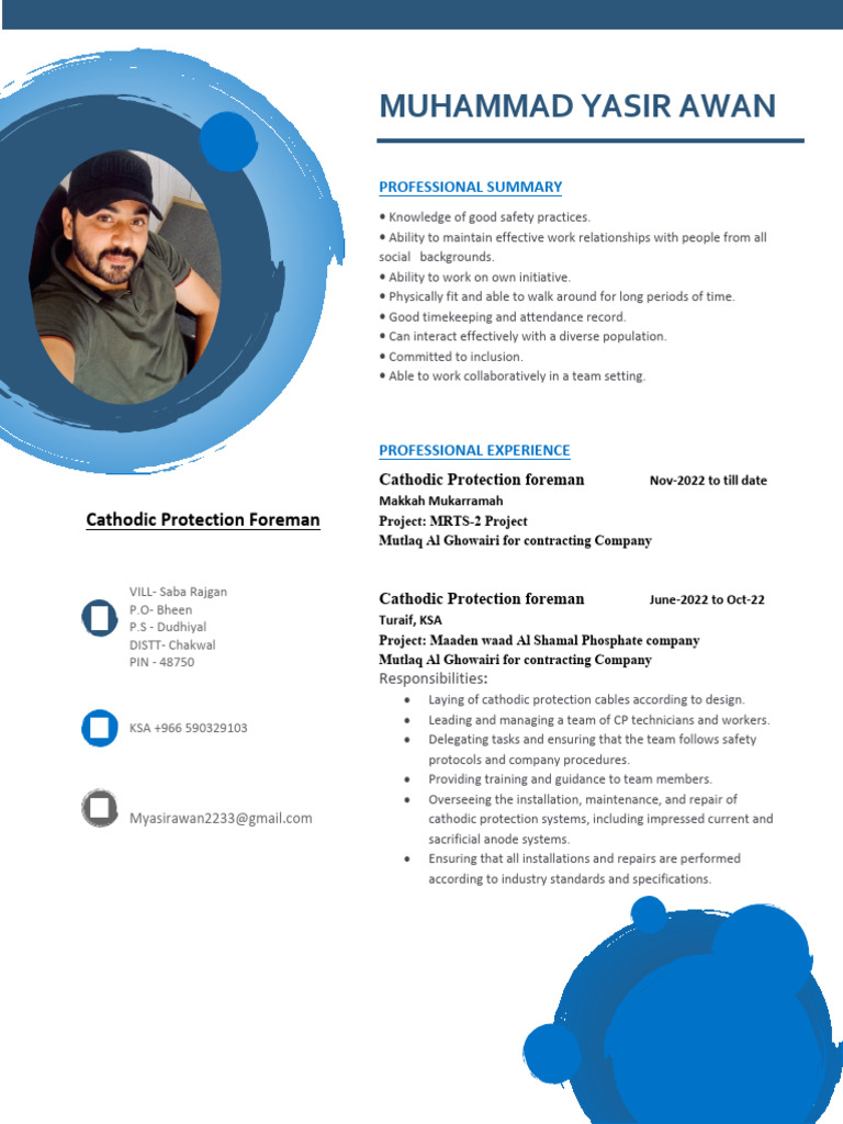 Muhammad Yasir C.V 2024 | PDF | Safety