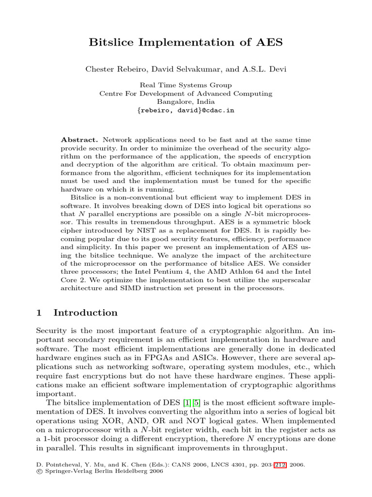 Bit slice Implementation | Download Free PDF | Encryption | Central Processing Unit