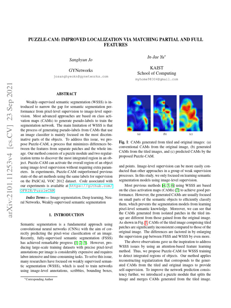 Puzzle CAM | PDF | Image Segmentation | Applied Mathematics