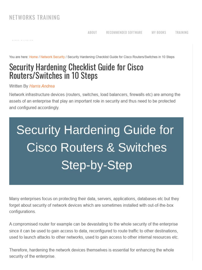 Security Hardening Checklist Guide For Cisco Routers - Switches in 10 ...