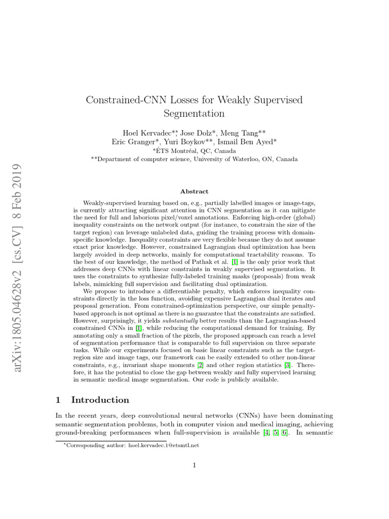 Constrained-CNN Losses For Weakly Supervised Segmentation | PDF | Image ... Constrained-CNN Losses For Weakly Supervised Segmentation | PDF | Image ...