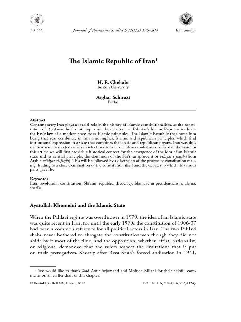 The Islamic Republic of Iran | PDF | Ruhollah Khomeini | Sharia