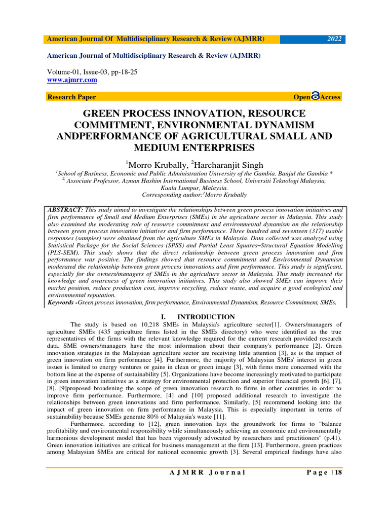 Green Process Innovation, Resource Commitment, Environmental Dynamism ...