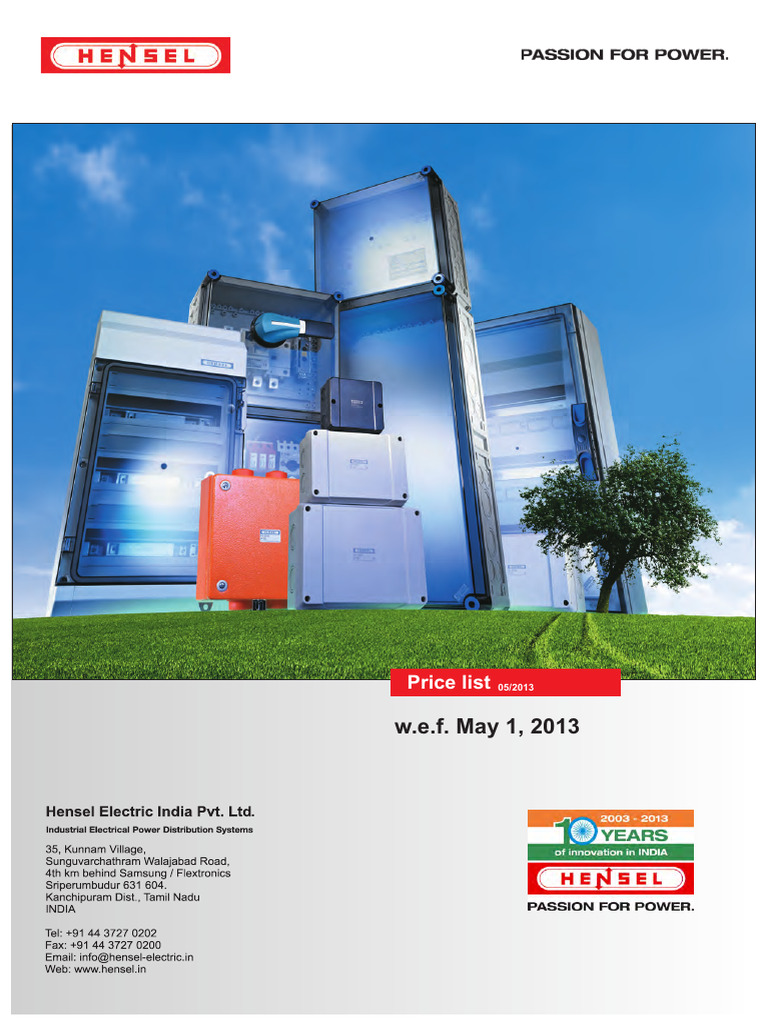 Hensel - Price List 2013 | PDF | Wire | Electrical Engineering