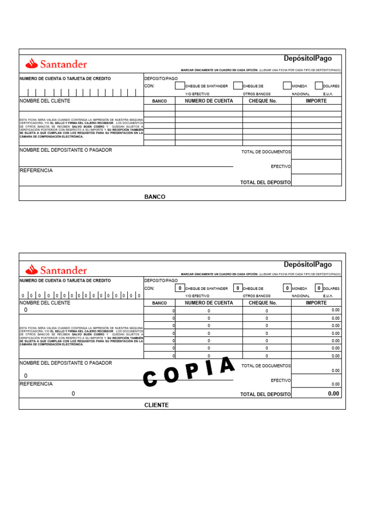 Ficha manual Santander | Descargar gratis PDF | Cheque | Bancos