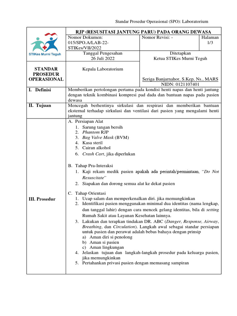 Fixed - Resusitasi Jantung Paru (RJP) Pada Orang Dewasa | PDF ...