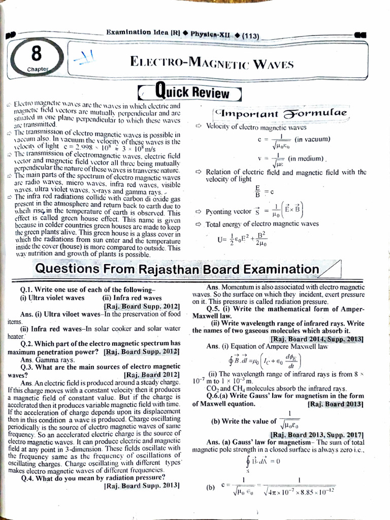 Phy CH 8 Previous | PDF | Electromagnetic Radiation | Waves