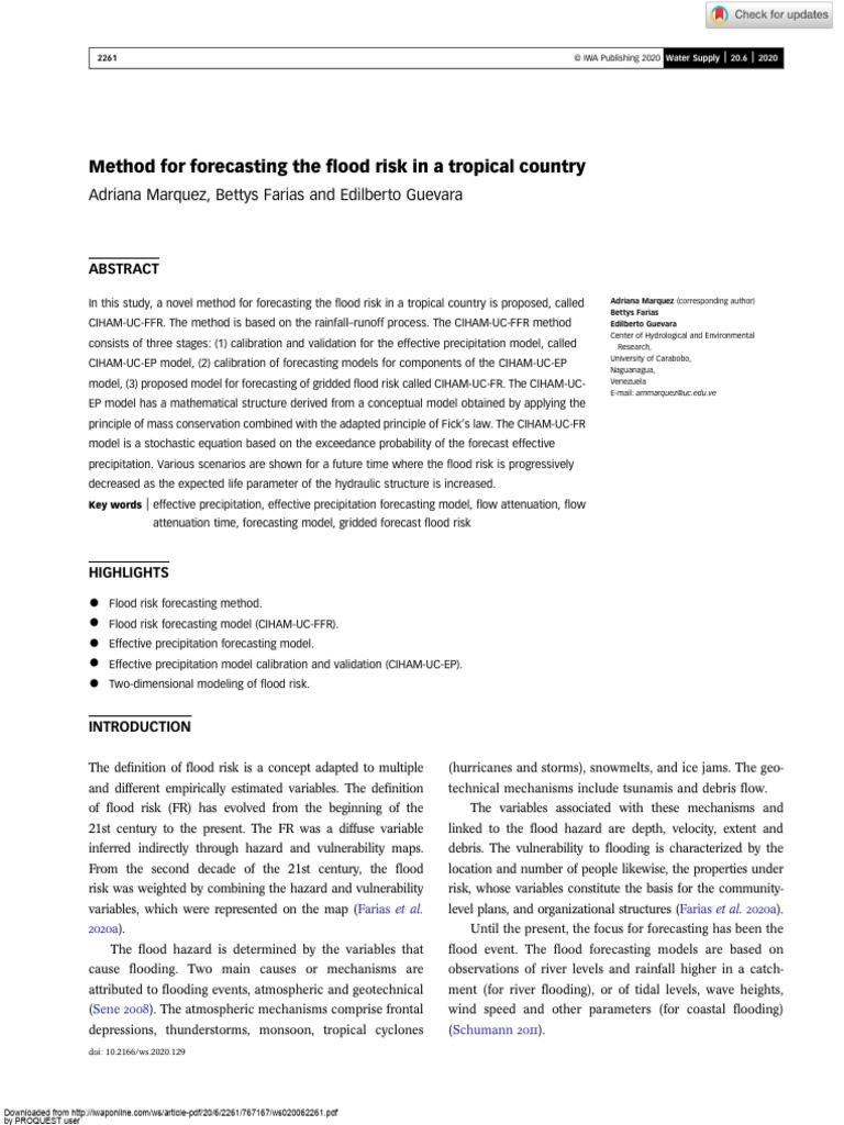 Method For Forecasting The Flood Risk in A Tropical Country | PDF | Flood | Forecasting