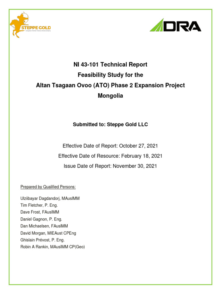 Ni 43 101 Technical Report | PDF | Mining | Minerals