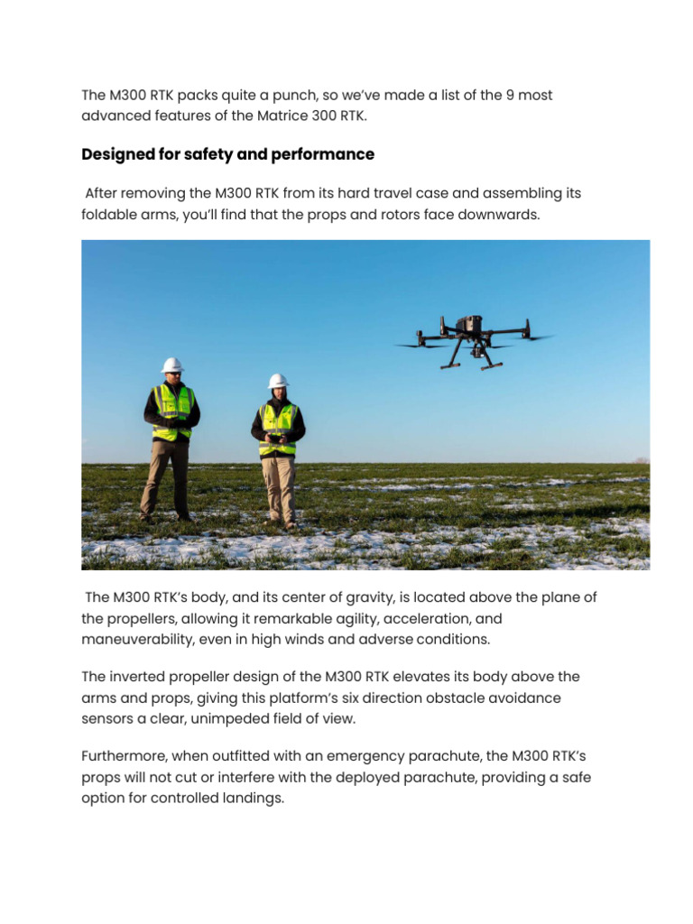 The M300 RTK Drone | PDF | Unmanned Aerial Vehicle | Parachute