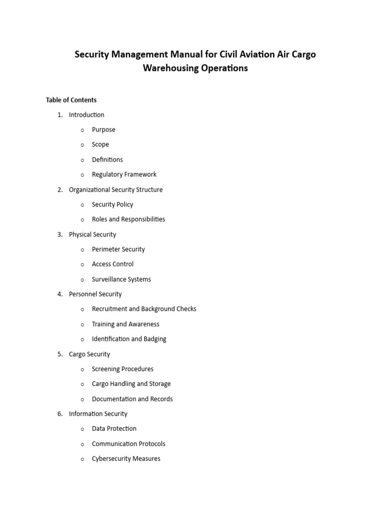 Security Management Manual For Civil Aviation Air Cargo Warehousing Operations | PDF | Security ...