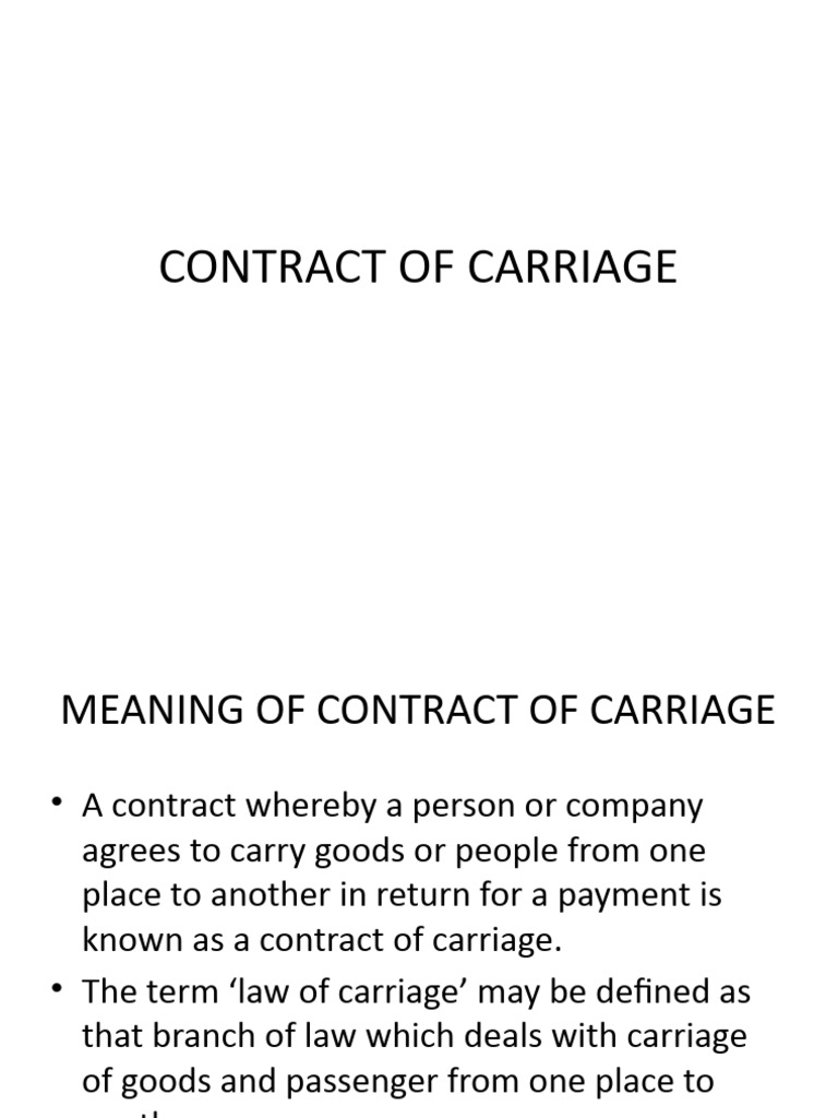 Contract of Carriage | PDF | Common Carrier | Common Law