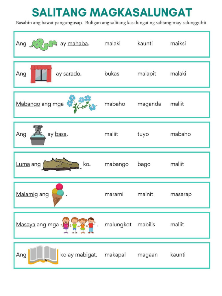 Magkasalungat Worksheet | PDF