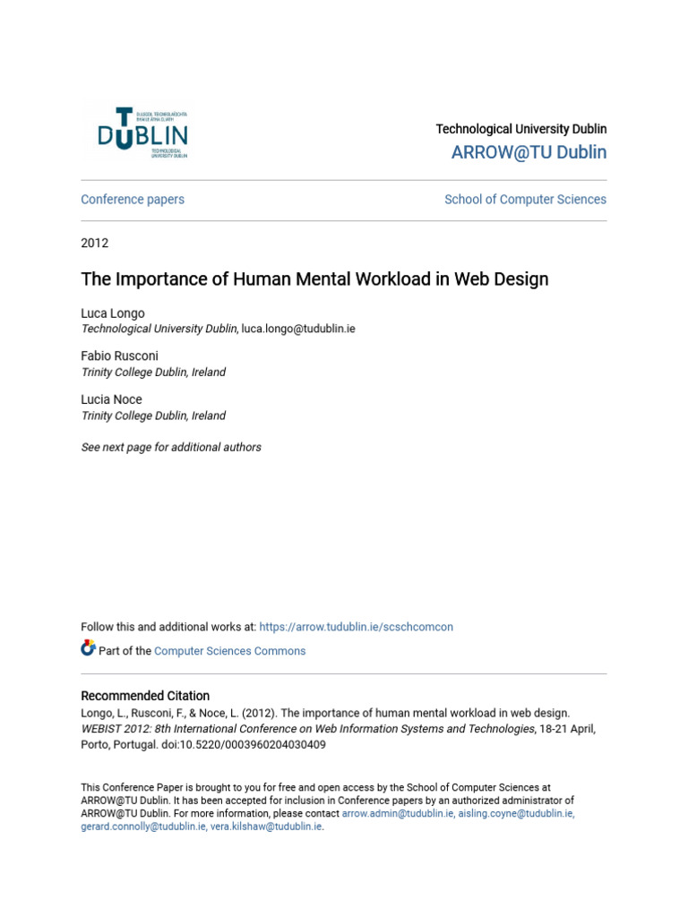 The Importance of Human Mental Workload in Web Design | PDF | Workload | Usability