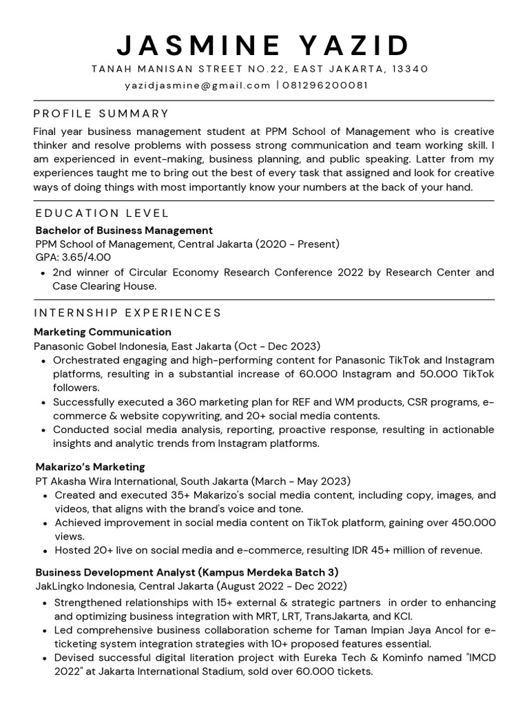 CV - Jasmine Yazid | PDF | Social Media | Popular Culture & Media Studies