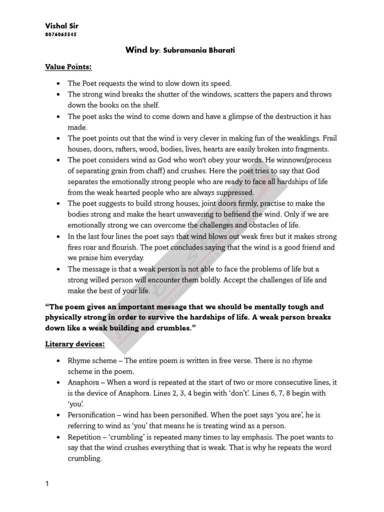 wind | PDF | Poetry | Rhyme